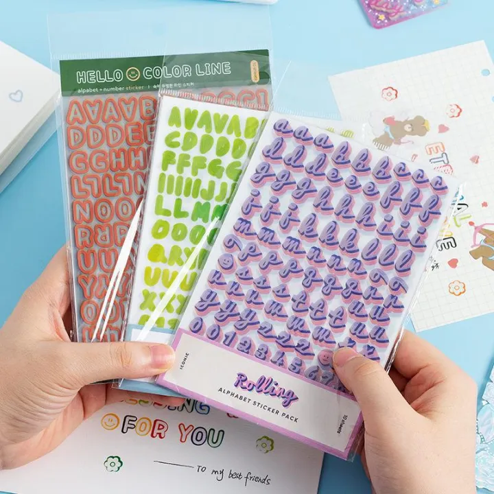 1000PCS Letter Art Typeface Numbers Pvc Notepad Stickers Scrapbooking ...