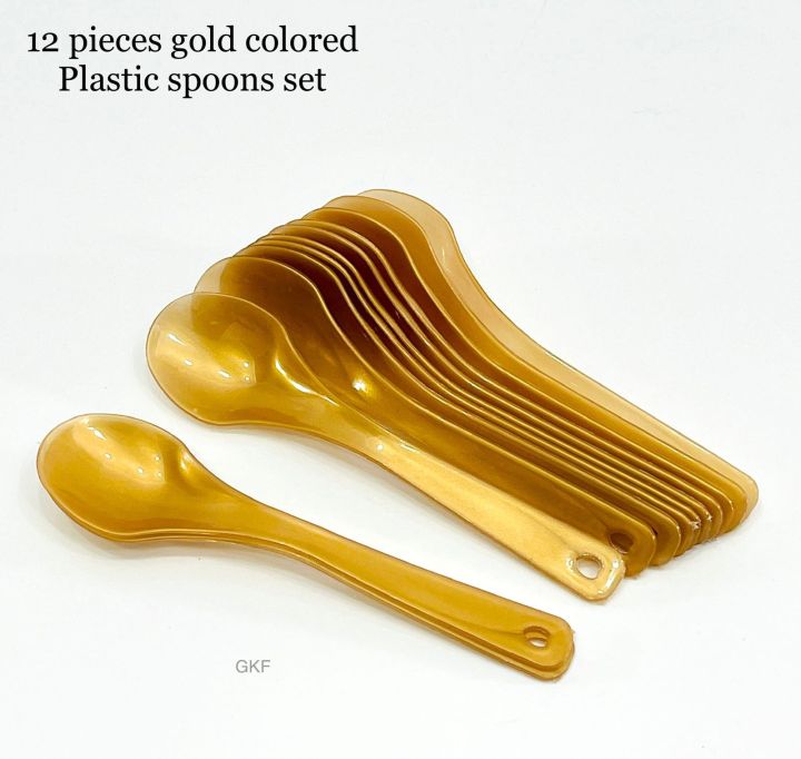 12 Pieces Multi Colour Plastic Spoon Set | Daraz.lk