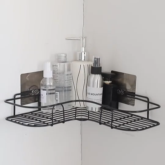Self-Adhesive Metal Bathroom Corner Rack Stainless Steel Shelf ...