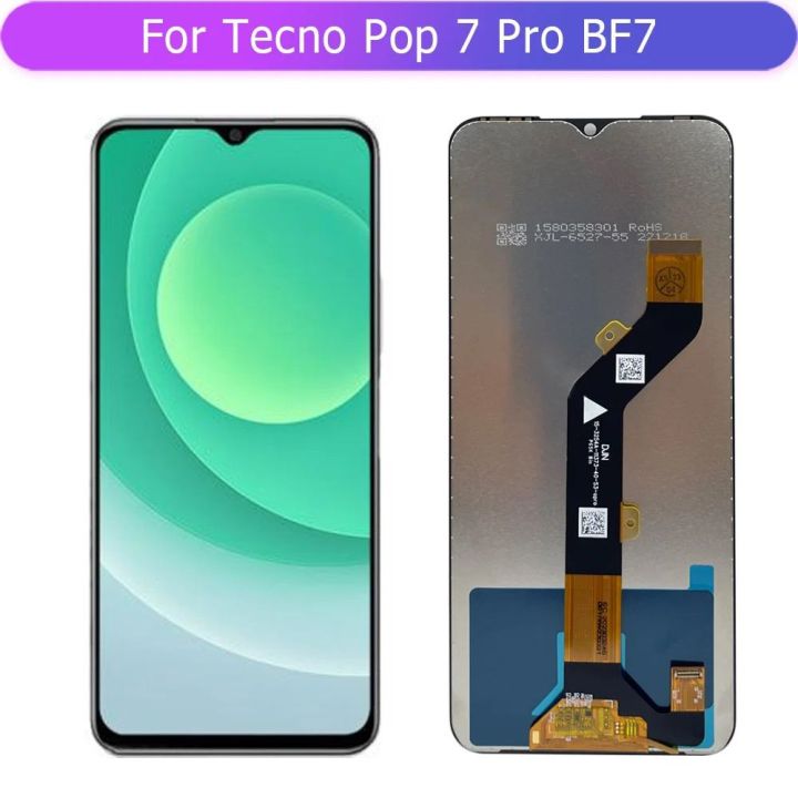 Tecno Pop 7 pro Display BF7 LCD Display Touch Screen Digitizer Glass Panel Complete Assembly ...