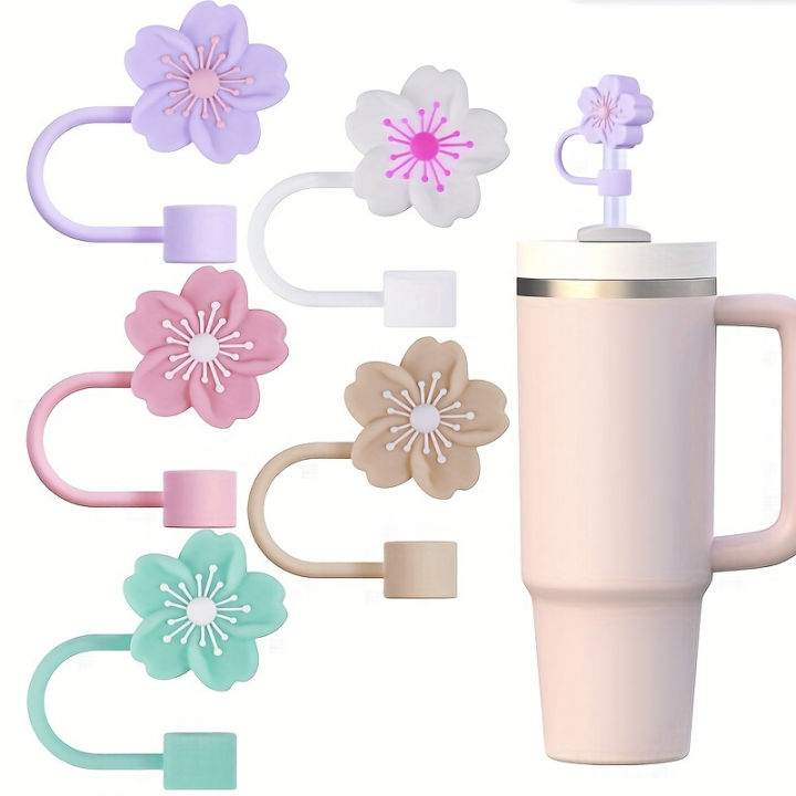 5PCS Hat Straw Covers for Stanley Cups cherry blossom Accessories Cute ...