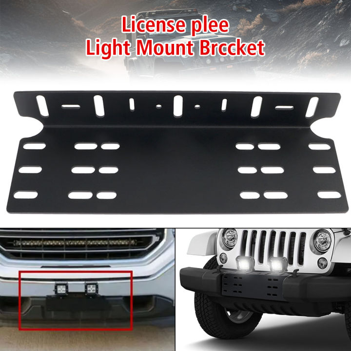 4x4 LED Work Light Bar Universal Front Bumper License Plate Mount ...