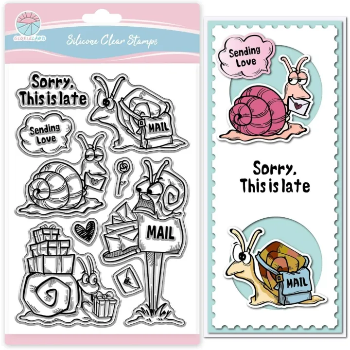 1PC Funny Mail Snail Clear Stamps Cartoon Snail Stamp Mail and Letter ...