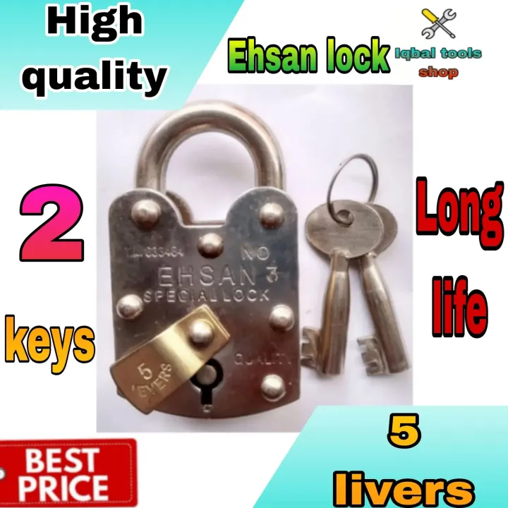 pad lock , heavy duty, desi lock 2", pakistani lock , 5 levers, with 2 ...