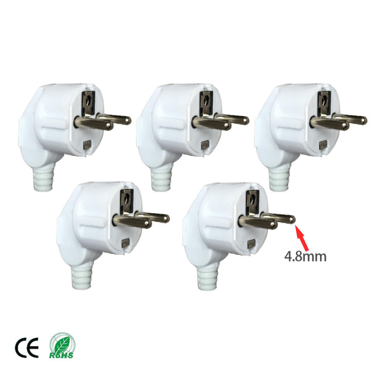 16A EU 4.8mm AC Electrical Power Rewireable Plug Male for Wire Sockets ...