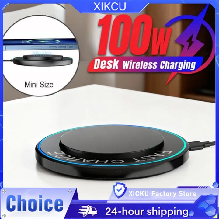 100W Mini Wireless Charger Pad Desktop LED Light Induction Stand For ...