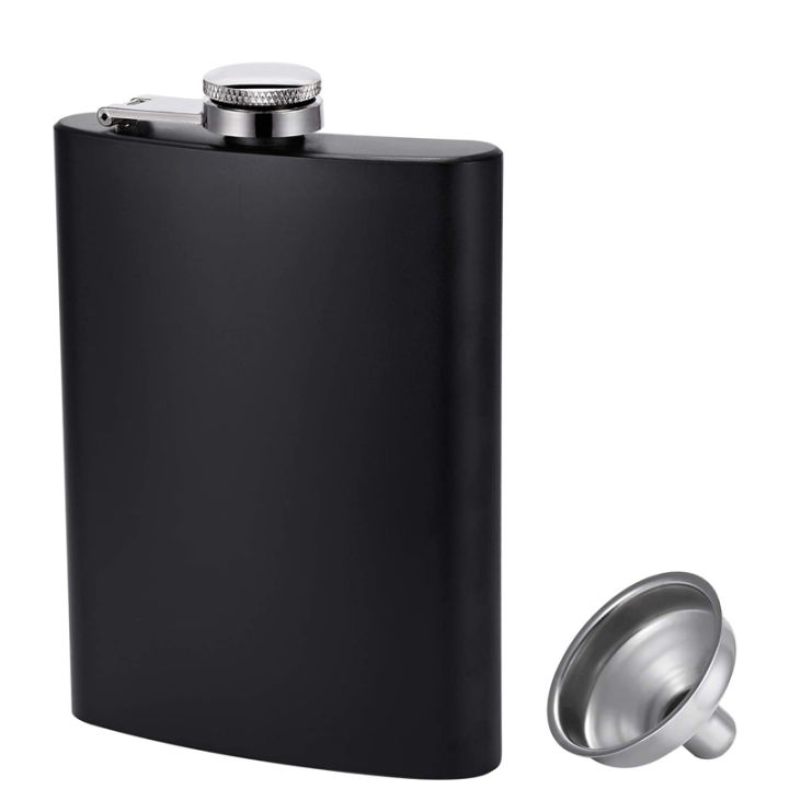 LMETJMA Matte Black Hip Flask for Liquor Stainless Steel Leak proof ...