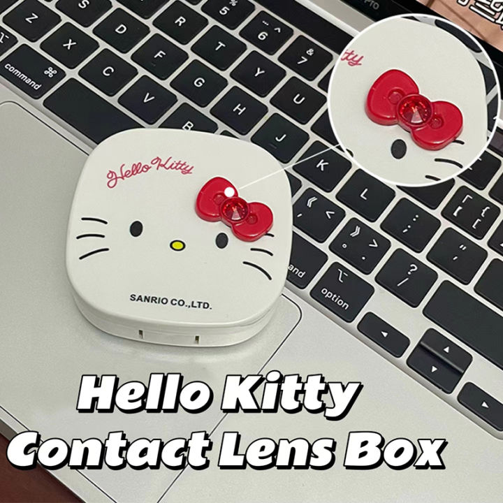 Hello Kitty Contact Lens Box Kawaii Sanrio Kt Cat Portable Mirror ...