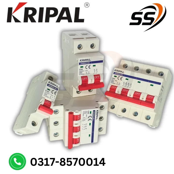 KRIPAL AC MCB UKB3-63C curve 230/400V~50HZ/60HZ Miniature Circuit ...