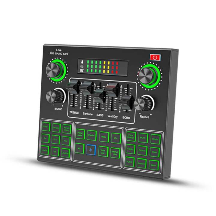V9 Sound Card Mixer with Effects & Voice Changer for Live Streaming ...