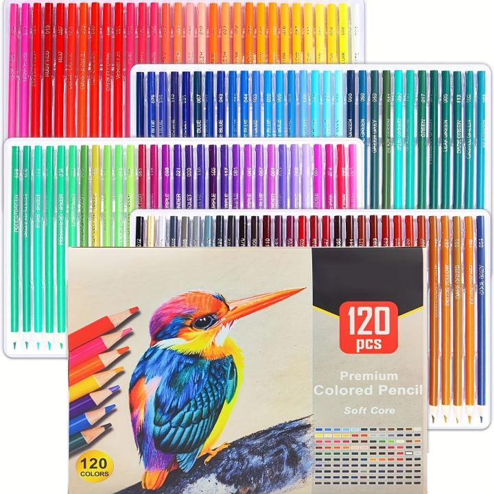 72/120-Color Premium Soft Core Colored Pencils Set - Vibrant Artist ...