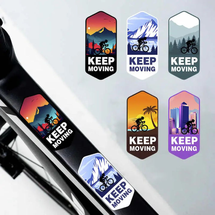 2Pieces KEEP MOVING Mountain Bike Stickers - Waterproof Hexagonal Frame ...