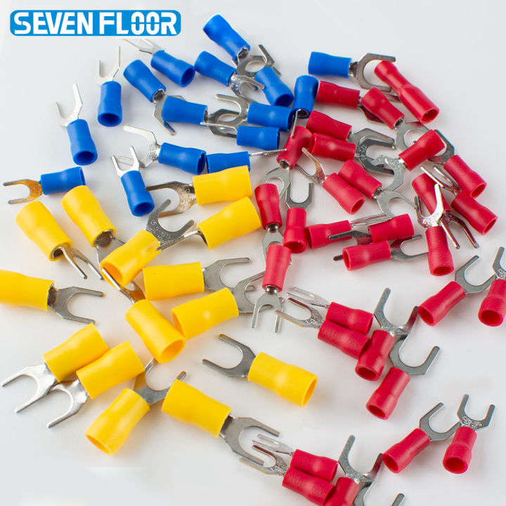 50PCS Fork Crimp Terminal Electrical Wire Connectors Spade Lugs Quick ...
