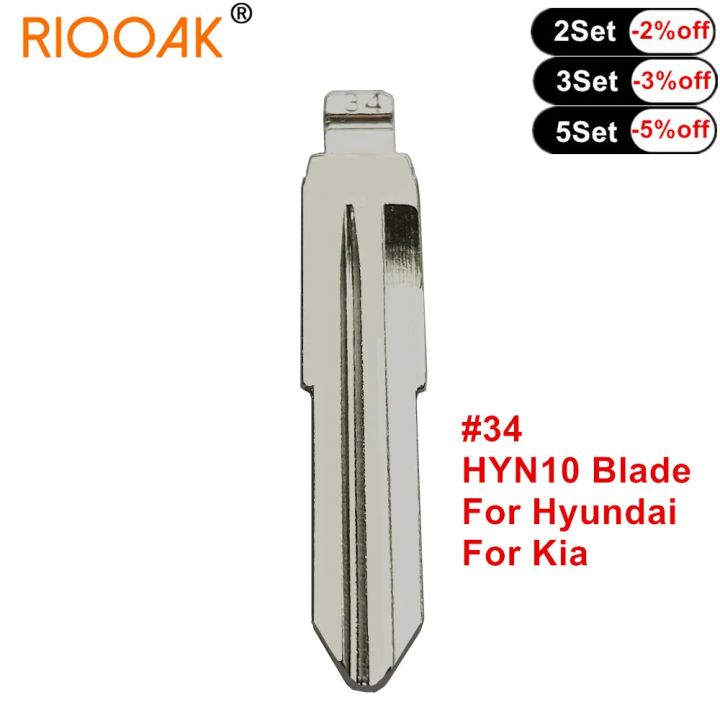 10pcs #34 HYN10 Metal Blank Uncut Flip KD/VVDI Remote Key Blade for ...