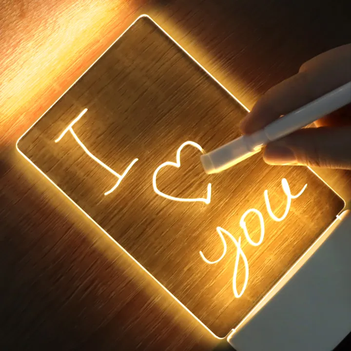LED Desk Lamp With Message Board Bedroom Decoration Night Light DIY ...