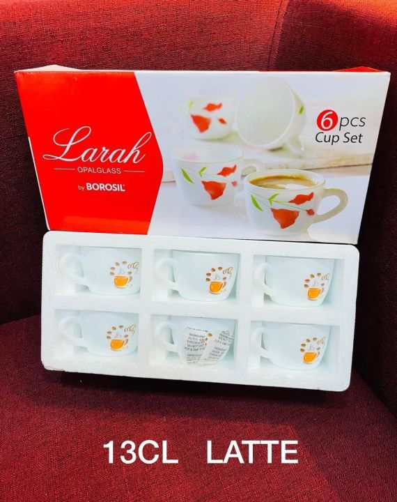 Larah Opal Glass Borosil Tea Cup Set 6 Pcs | Daraz.lk