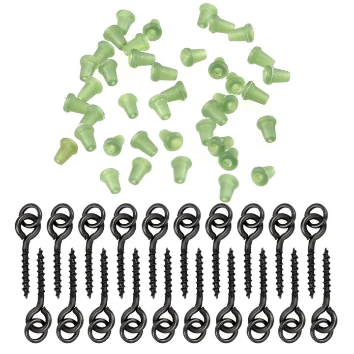 TARUOR 20pcs Threaded Boilie Bait Screws 40pcs Fishing Hook Stop Hook ...