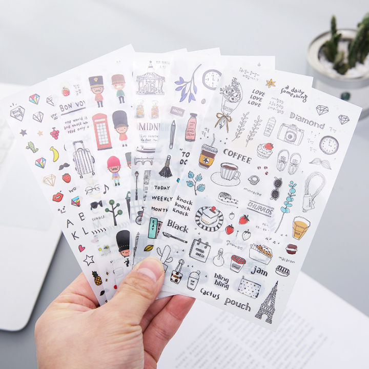 6pcs Fresh Watercolor Style Stickers Travel Diary DIY Pocket Diary ...