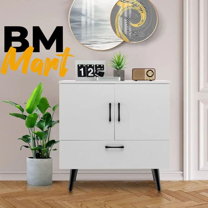 BM-MART Wactoriya White (1dawers)(2door)black legs (H30)(L24)(D12 ...