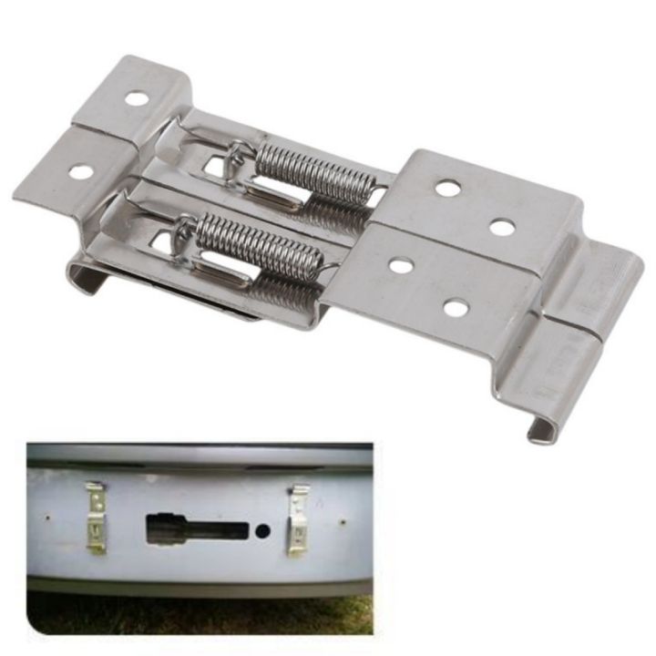 2 PCS Rectangular Car License Plate Spring Loaded Stainless Steel ...