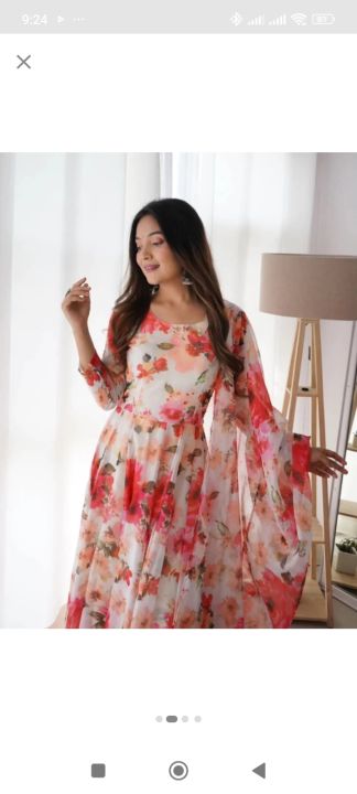Anarkali Suit Gaun Dupatta Women's Long Anarkali Dress with Dupatta ...