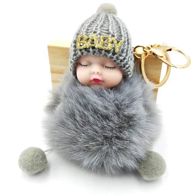Doll Keychain For Girls Kids Cute fluffy keychain Car key holder Charm ...