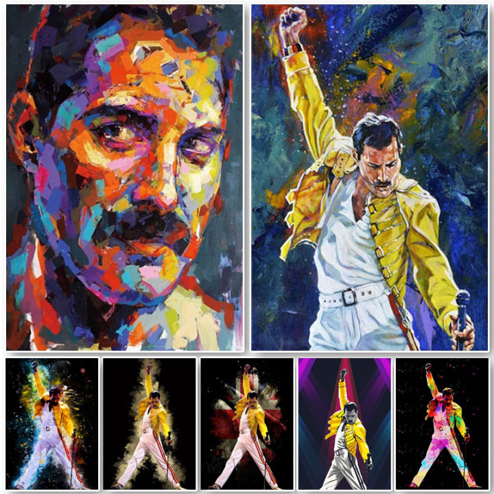Freddie Mercury Rock Music Canvas Painting Poster Queen Band Singer ...