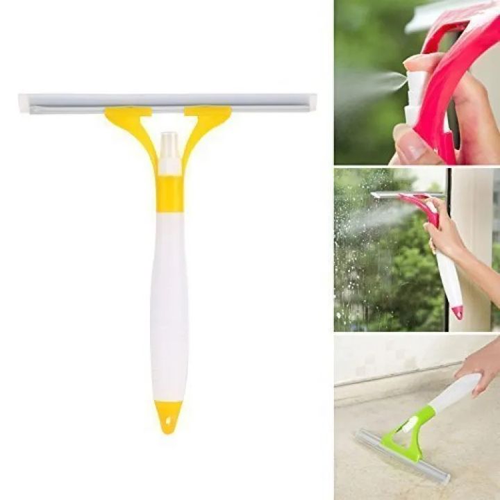 2 in 1 Window Cleaner Glass Wiper with Inbuilt Spray Bottle in Handle ...