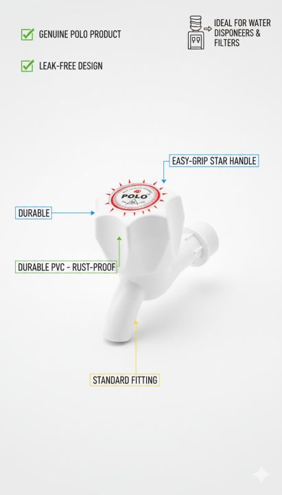 POLO Plastic Water Tap/Faucet - White Star Handle & Smooth Flow ...