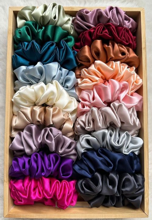 scrunchies for girls 1 / 2 / 5 / 10 pieces in satin silk & shimmer one ...