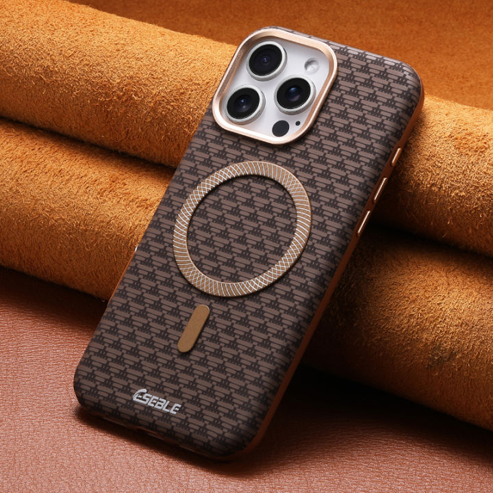 For Magsafe Magnetic Luxury Solid Color Triangle Pattern Phone Case for ...