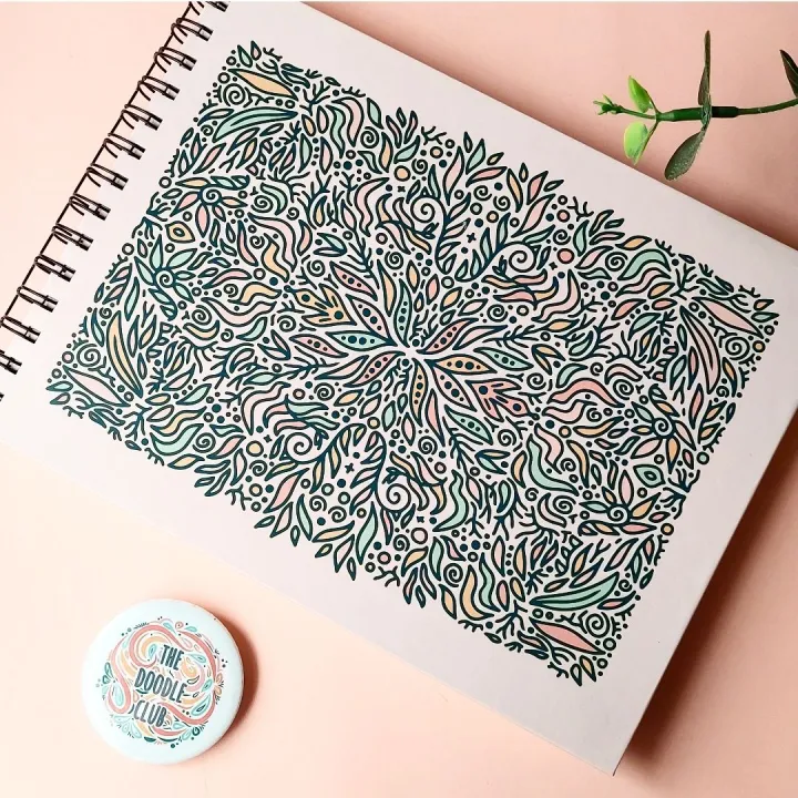 Leaves Doodle Sketchbook | Pastel Pink Sketchbooks | Drawing Book ...