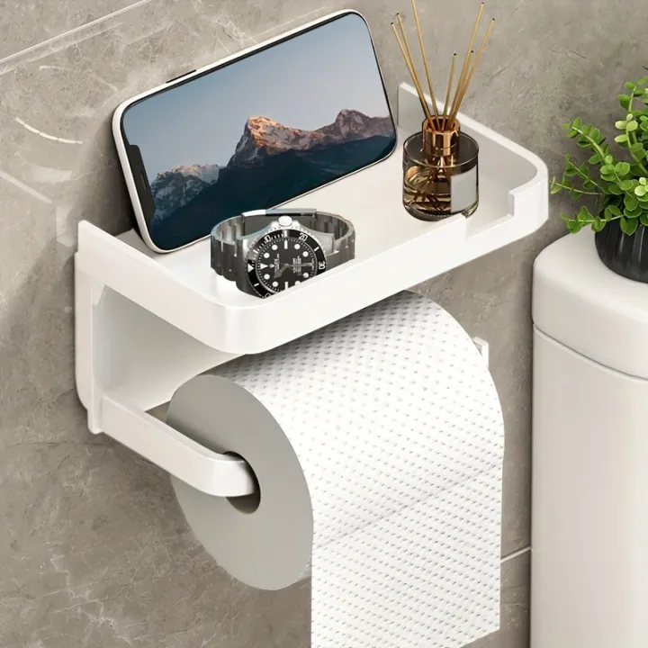 1pc Toilet Paper Holder - Space-Saving Wall-Mounted Perforated Storage ...