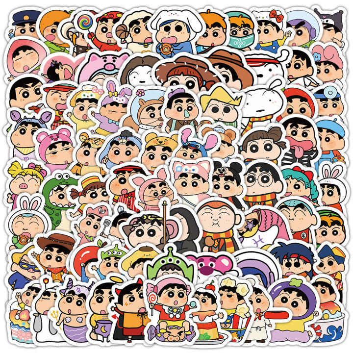100Pcs/Set Anime Crayon Shin chan Stickers Toys Graffiti Decals Laptop ...