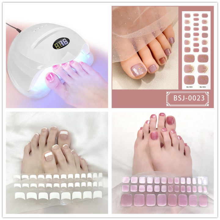 Toe Gel Nail Art Sticker Hardens with UV Lamp Curing Waterproof Korean ...