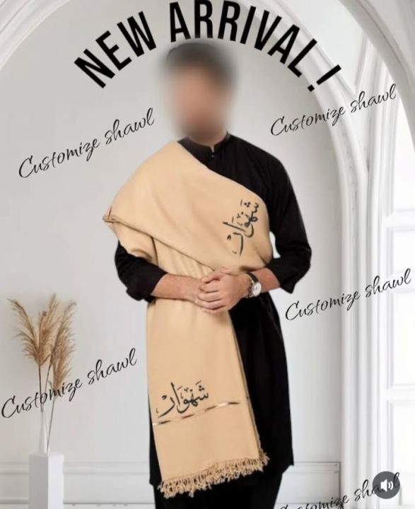 Custom Name Shawl for Men | Hand-Painted Arabic Calligraphy | Kashmiri ...