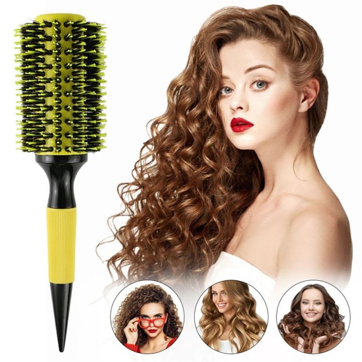 Barbershop Rolling Comb Round Hair Comb Nylon Bristle Aluminum Tube Ion ...