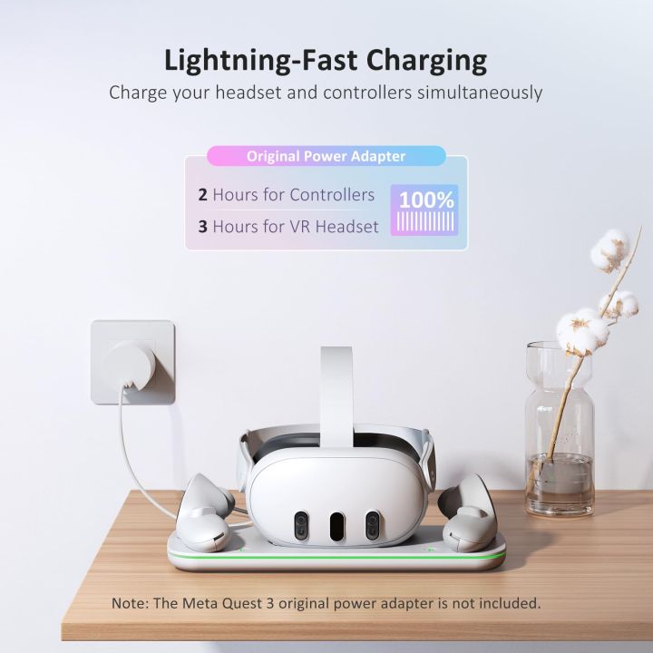 Charging Dock for Meta Quest 3 VR Charging Station with LED Light for ...