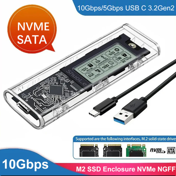 M.2 SSD Enclosure NVME/NGFF Dual Protocol Solid State Drive Case ...