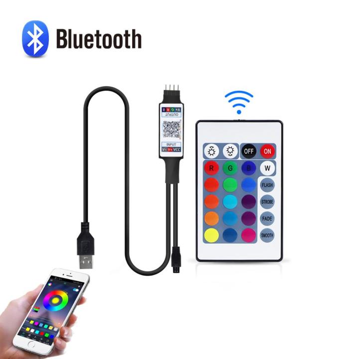 5V USB Powered Bluetooth controller 4 pin RGB LED Controller With 24 ...