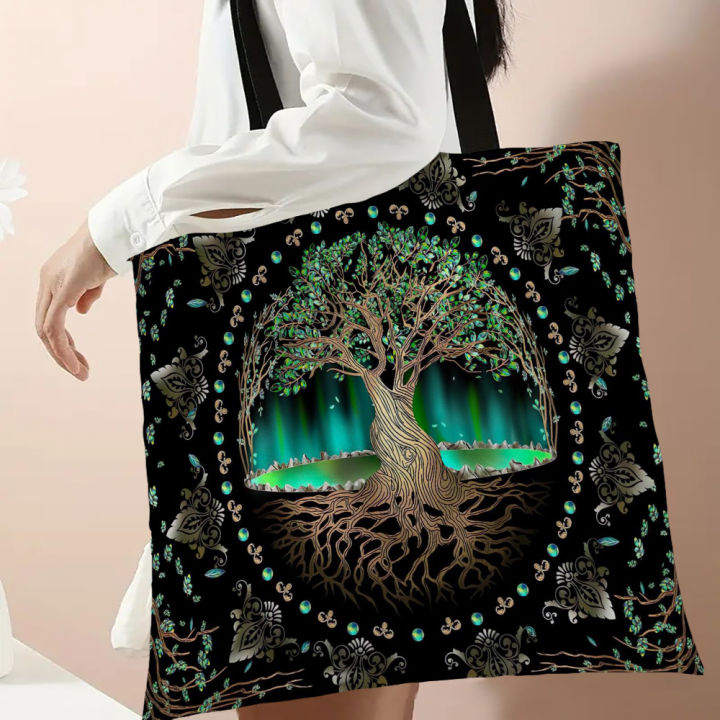 High-Definition Digital Tree Life Pattern Tote Bag, Mythology Reusable ...