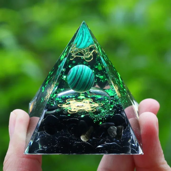 Energy Pyramid Orgonite Reiki Natural Amethyst Ball Healing Crystals ...