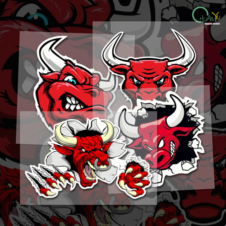 Red Angry Bull PVC Sticker Decal for Wall Window Suitcase Laptop Mirror ...