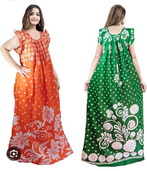 Multicolor Cotton Nighty For Women/ summer wear Suti Meksi ( pack of 1 ...