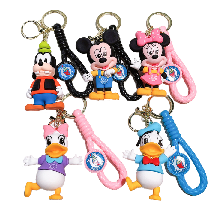 Disney Cartoon Mickey Mouse Keychain Minnie Donald Duck Daisy Cute Doll ...