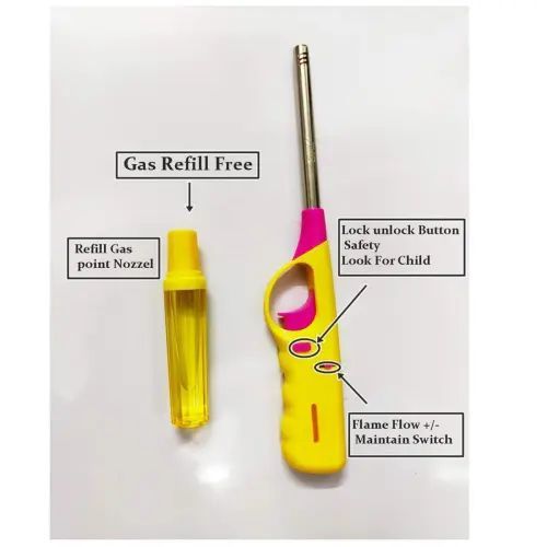 Refillable Gas Lighter for Kitchen Stove with Adjustable Flame (Multi ...