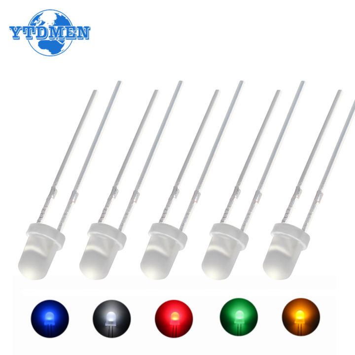 50/100pcs 3mm LED Fog Diffused Light Emitting Diodes Multicolour Red ...