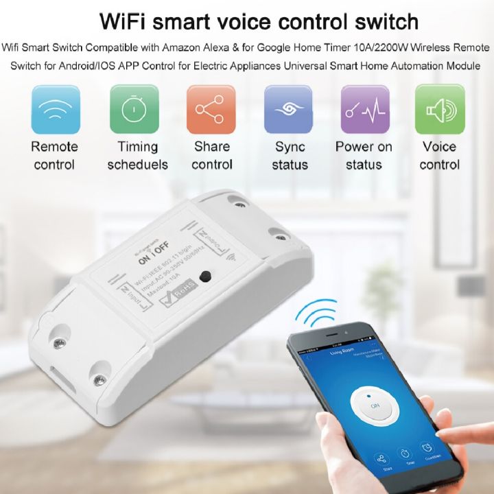 Wifi Smart Light Switch Module 10A Smart Home Automation Timer Count ...