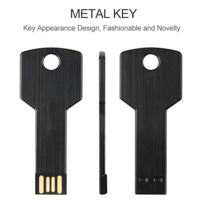 Metal Key Shape USB Flash Drive 128GB Black Pen Drives 64GB Real ...