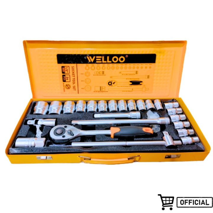 WELLOO 24pcs Heavy Duty Socket Wrench Set Auto Repair Hand Tool | Daraz ...
